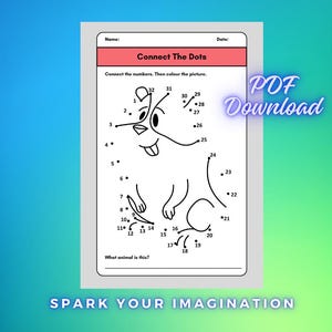 Colourful Dot to Dot Activity Worksheet Cute Animal Worksheet - Etsy
