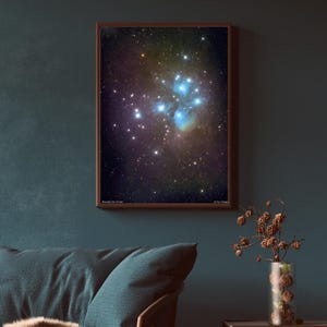 Pleiades Star Cluster Astrophotography Print, Nebula Art, Space ...