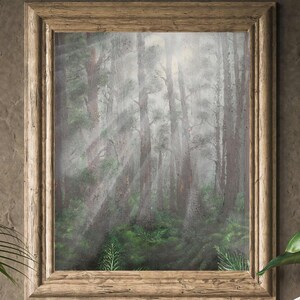 English Forest Acrylic Painting, Nature Landscape Art (digital Download ...
