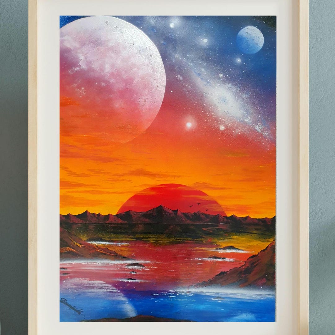 Space Spray Painting/spray Paint Art/planet Painting/space Wall Art ...