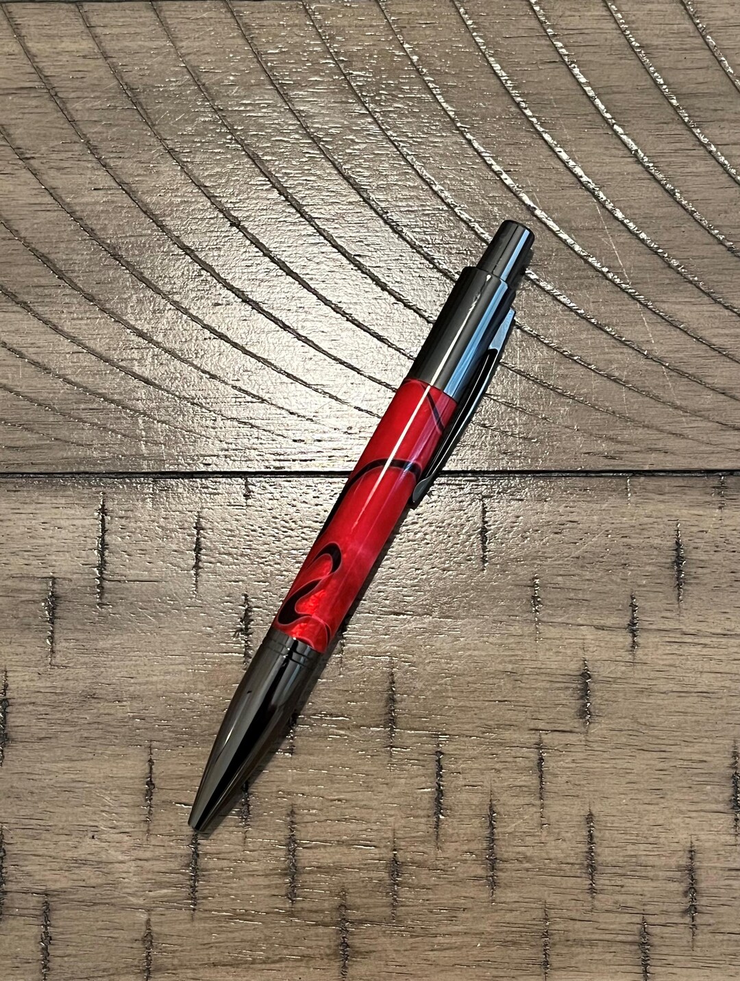 Red & Black Swirl Acrylic Click Pen - Etsy