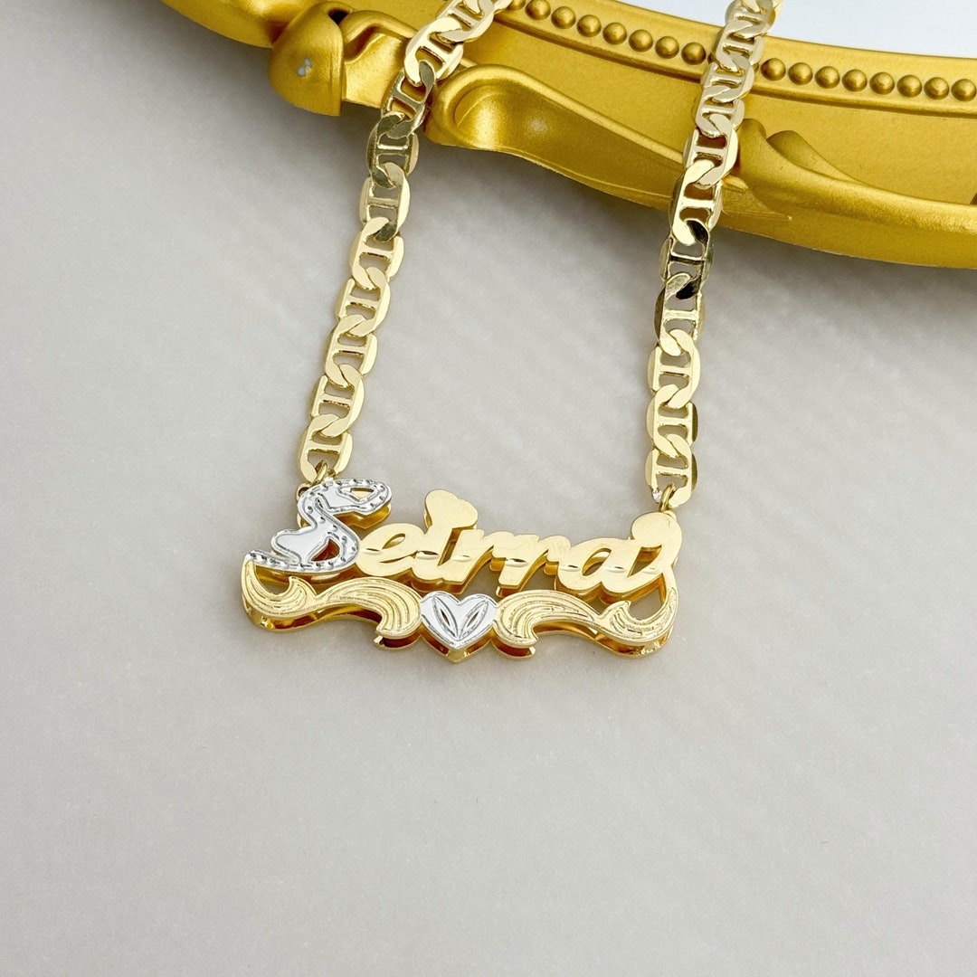 Custom Double Layered Nameplate Necklace, Name Necklace Custom, Unique ...