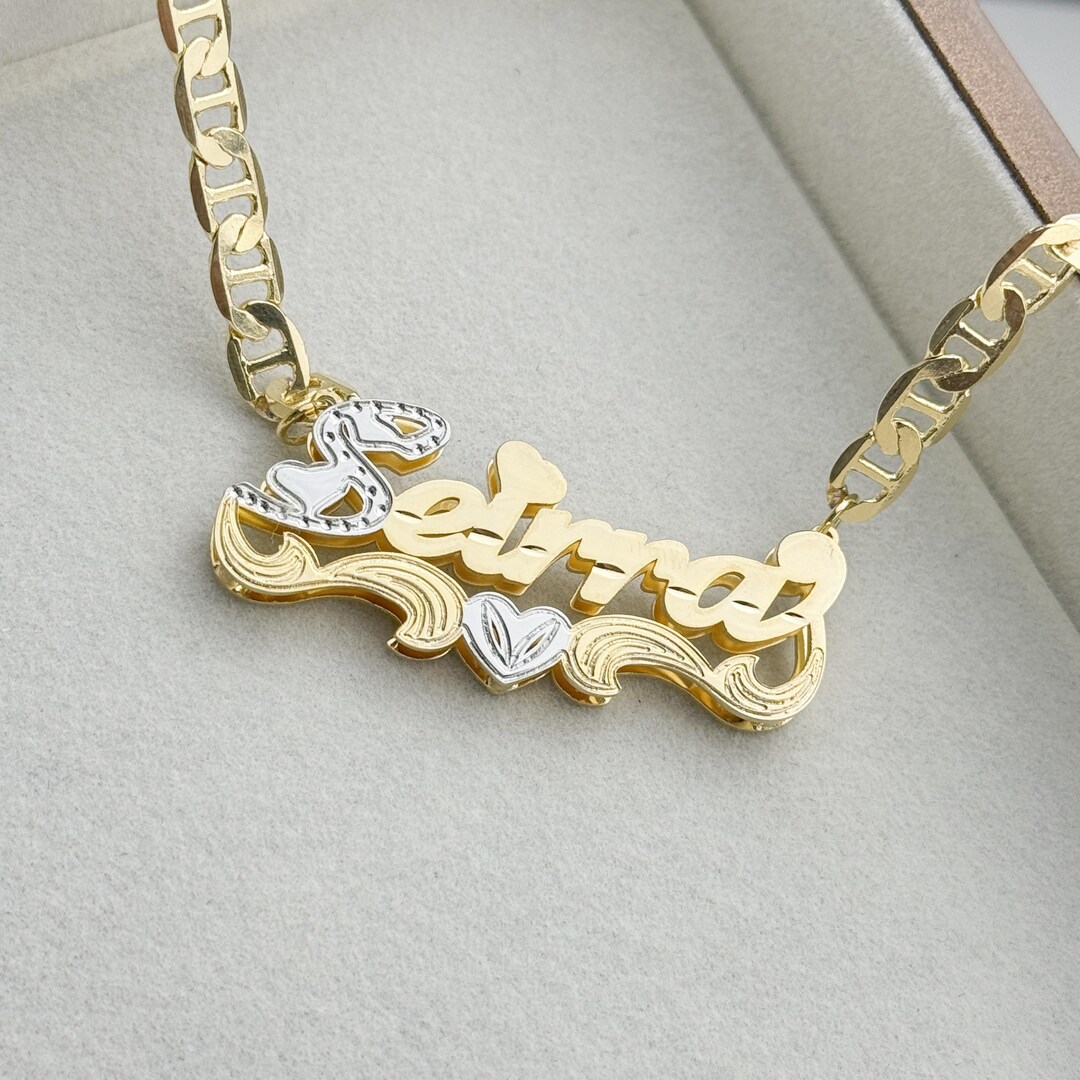 Custom Name Necklace, Double Layer Name Necklace, Name Necklace With ...