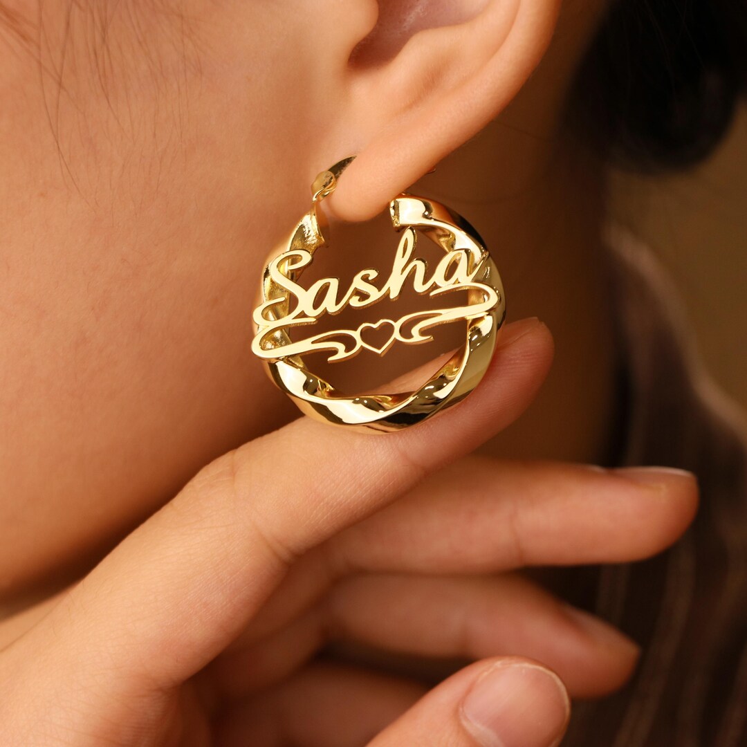 Custom Name Hoop Earrings, Personalized Name Earrings, Custom Earring ...