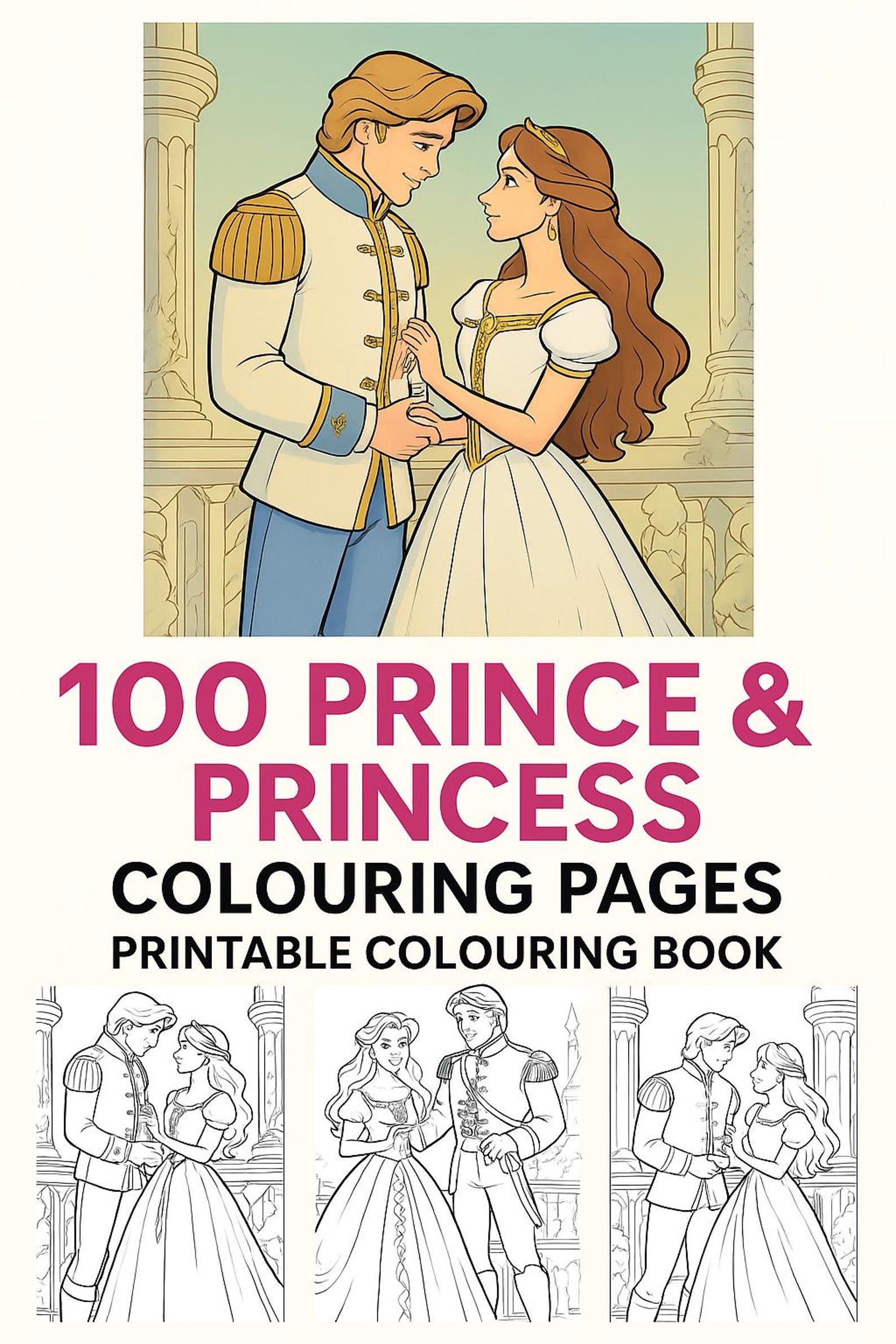 100 Prince & Princess Coloring Pages – Printable Royal Activity Book ...