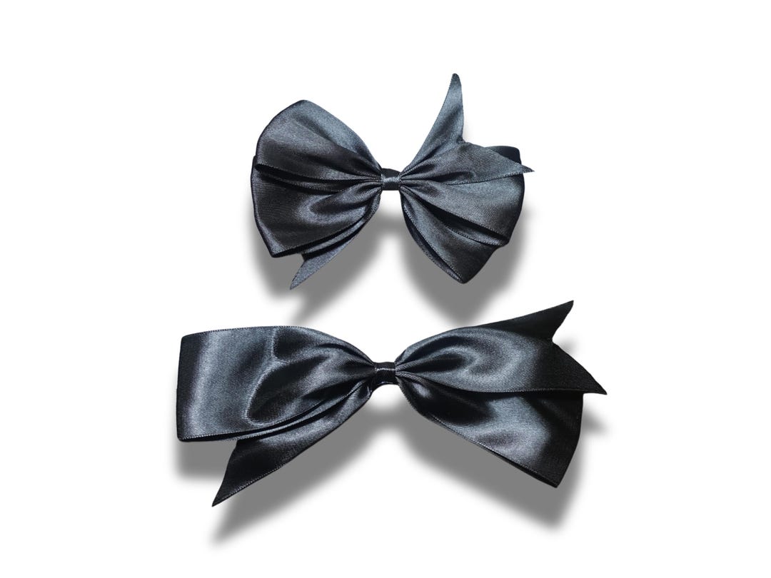 BLACK SATIN BOW ｜ Regular & Jumbo Size ｜ Customizable Accent Color ...