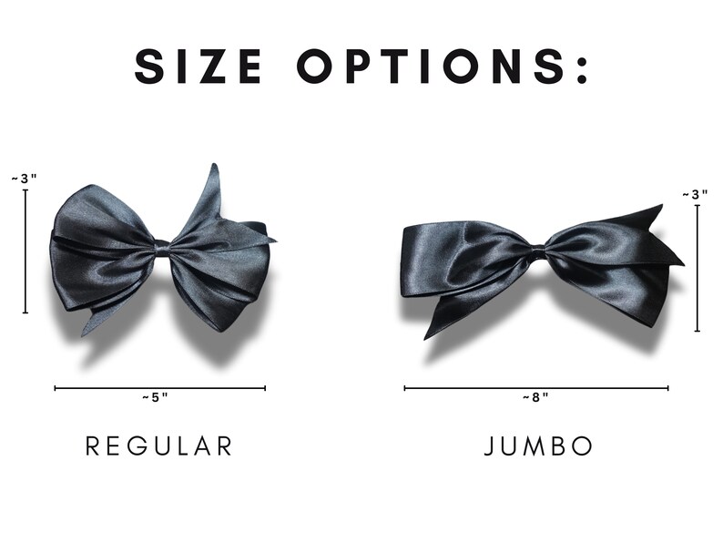 BLACK SATIN BOW ｜ Regular & Jumbo Size ｜ Customizable Accent Color ...
