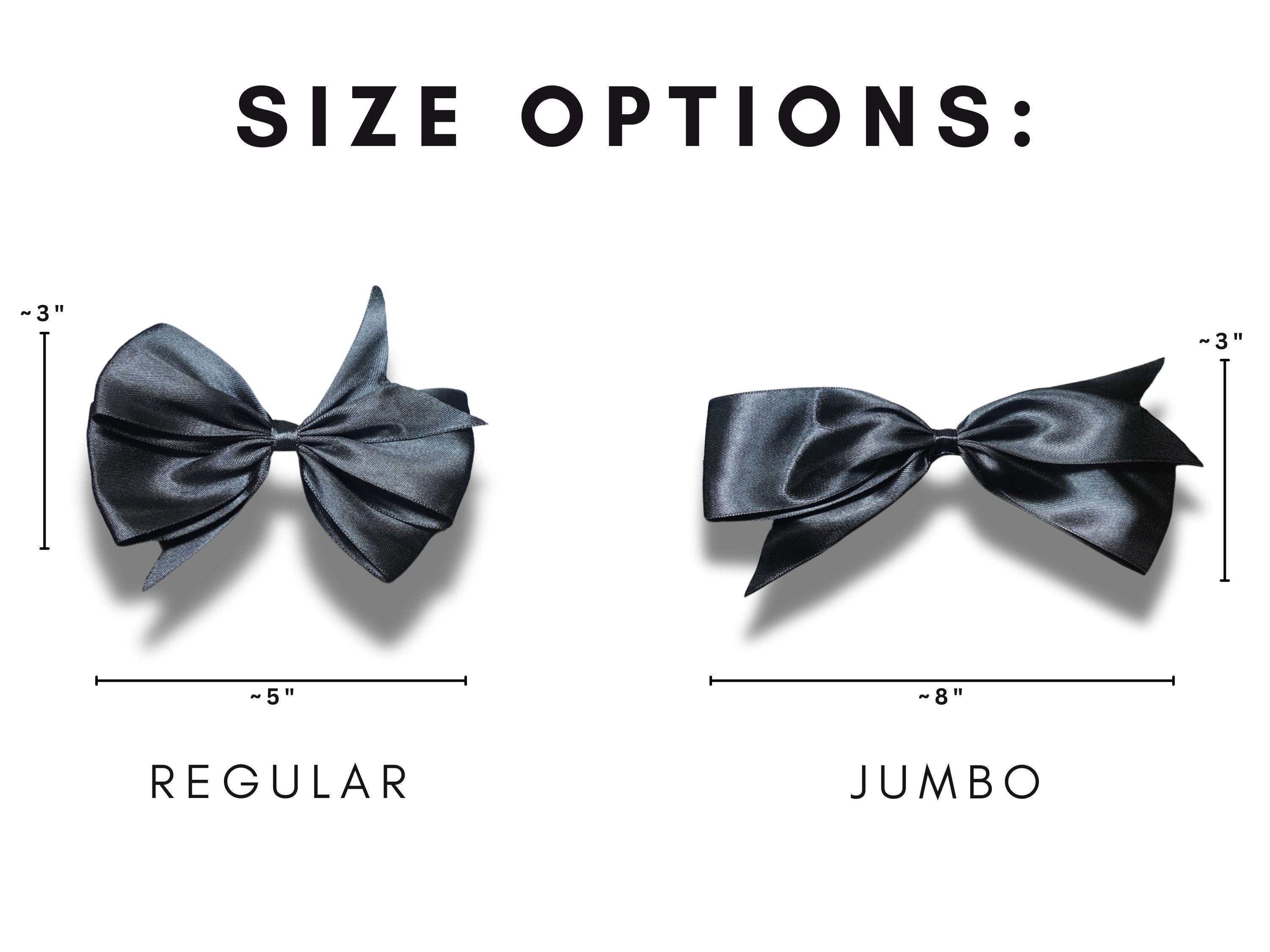 BLACK SATIN BOW ｜ Regular & Jumbo Size ｜ Customizable Accent Color ...