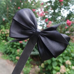 BLACK SATIN BOW ｜ Regular & Jumbo Size ｜ Customizable Accent Color ...