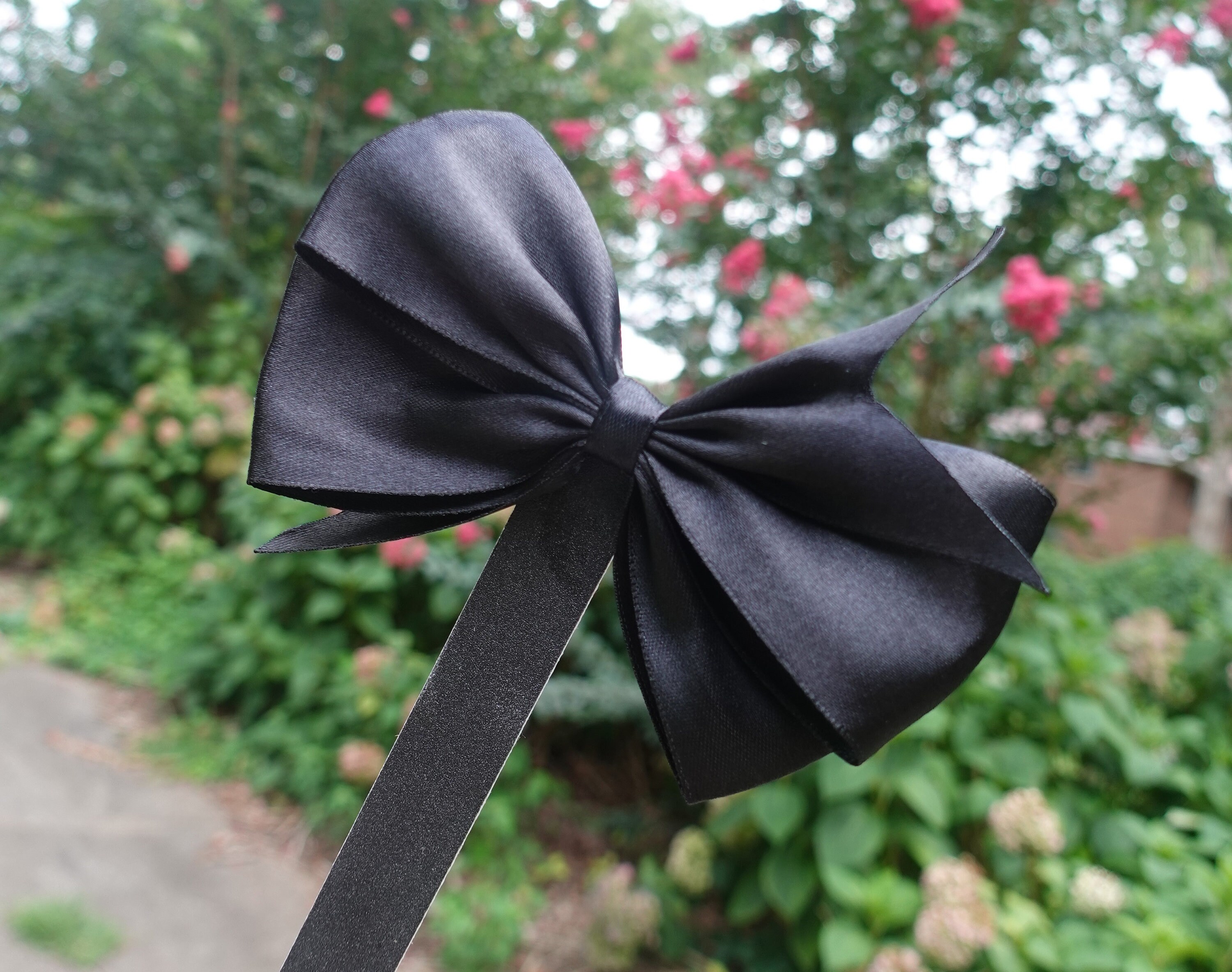 BLACK SATIN BOW ｜ Regular & Jumbo Size ｜ Customizable Accent Color ...