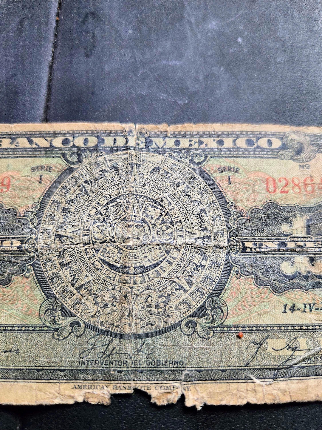 1943 Mexico Aztec Calendar One Peso Banknote 0286499 - Etsy