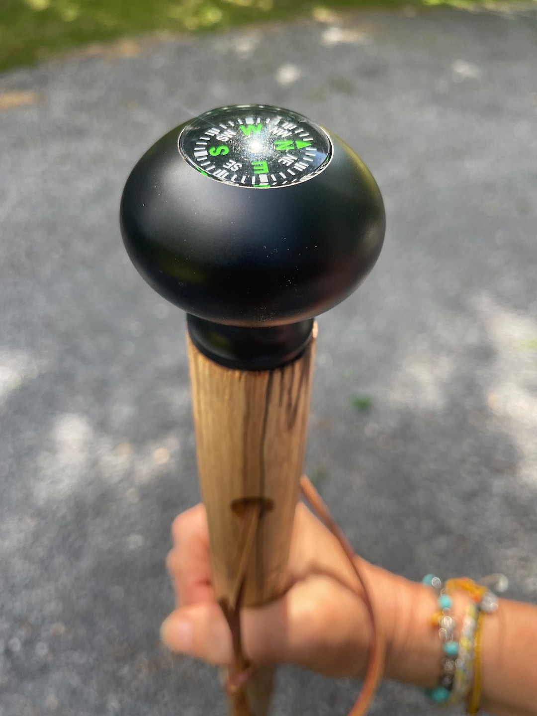 Custom Made Two Piece Cherry Hardwood Walking/hiking Stick With ...