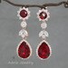 Red Crystal Earringsred Bridal Earrings Swarovski - Etsy