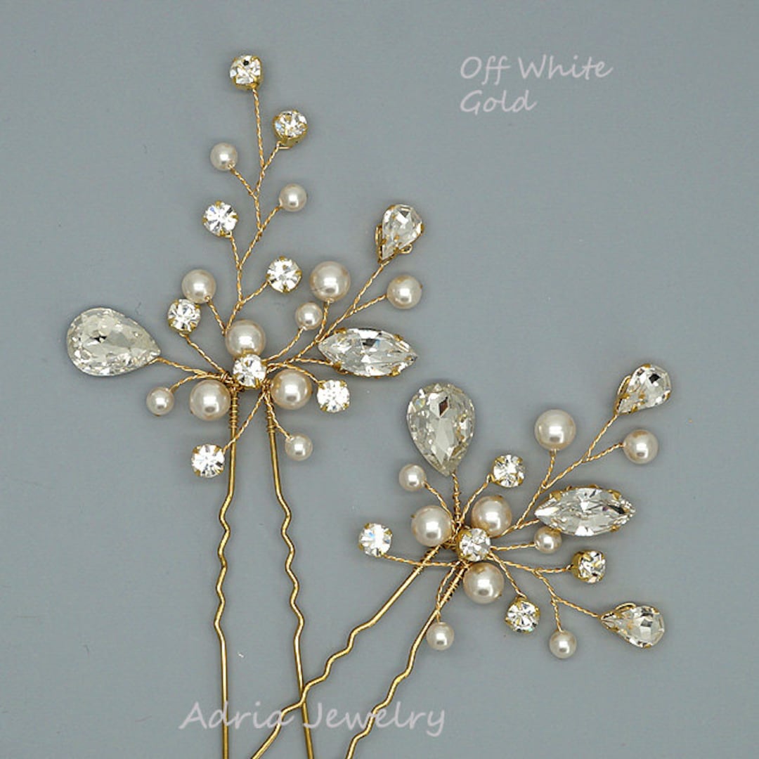 Gold Wedding Hair Pins Gold Bridal Hairpins Crystal Hair Pins Wedding ...