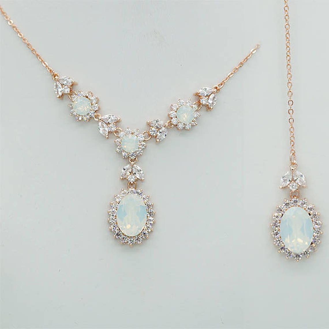 Back Drop Necklace Backdrop Wedding Necklace White Opal | Etsy