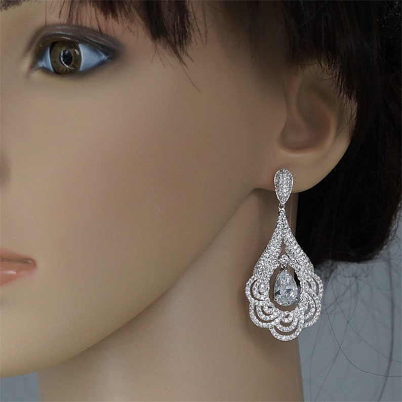 Rhinestone Teardrop Bridal Earrings Crystals Earrings for | Etsy Rhinestone Teardrop Bridal Earrings Crystals Earrings for | Etsy