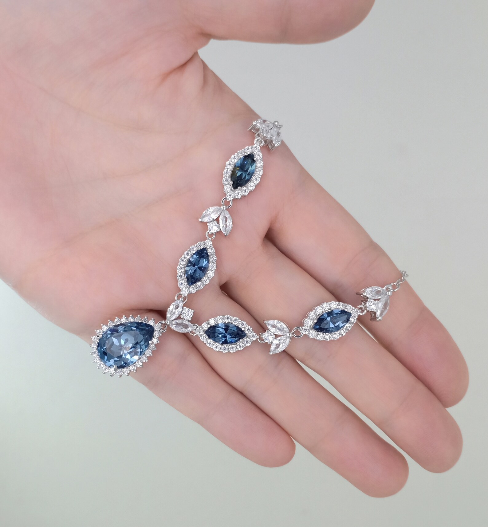 Navy Blue Wedding Jewelry Set Swarovski Denim Blue Crystal - Etsy