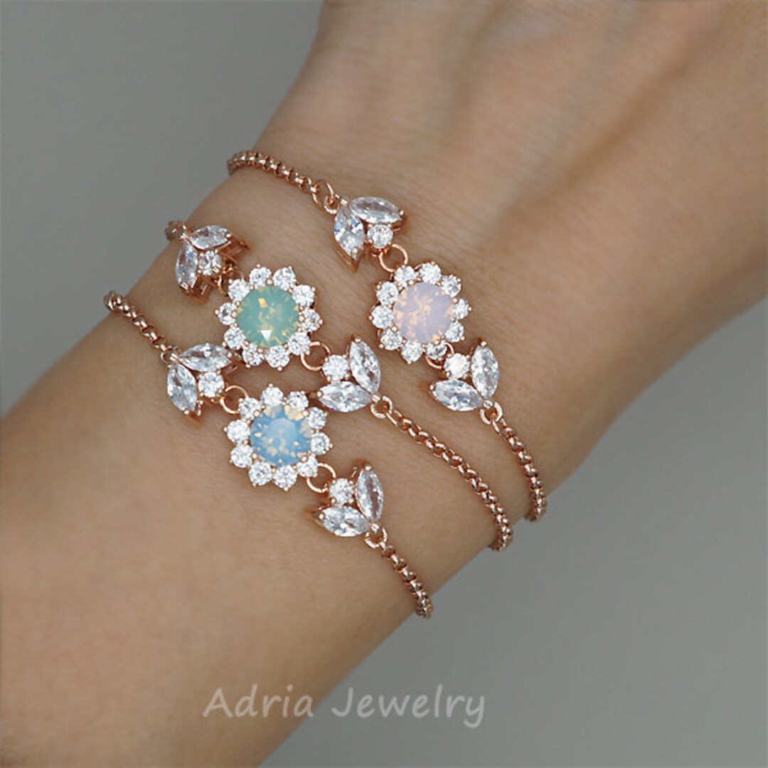 Crystal Bracelet Stacking Bracelets Bridesmaid Gift Bezel - Etsy