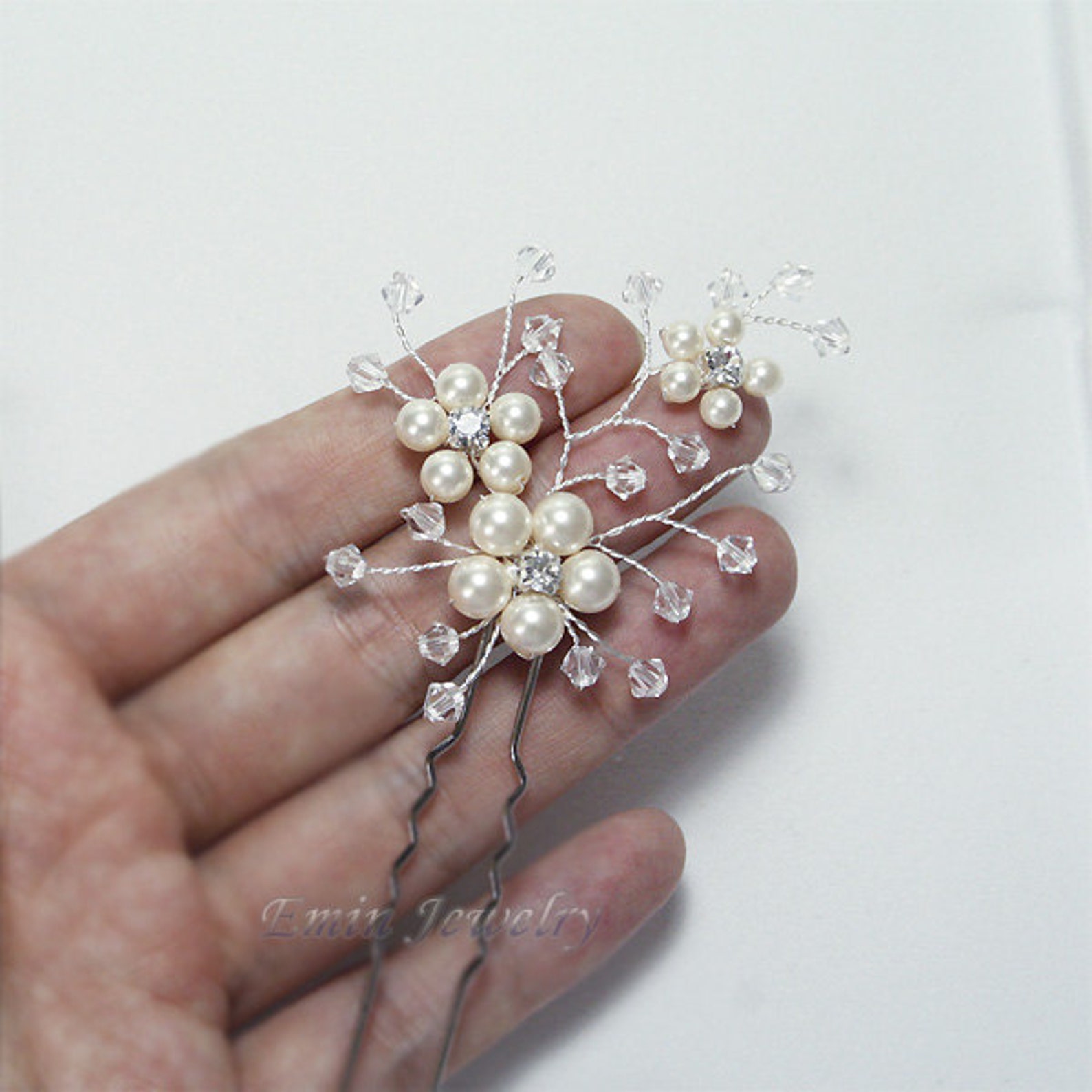 2 Bridal Hair Pin Set Pearls Hair Accessories Light Ivory - Etsy