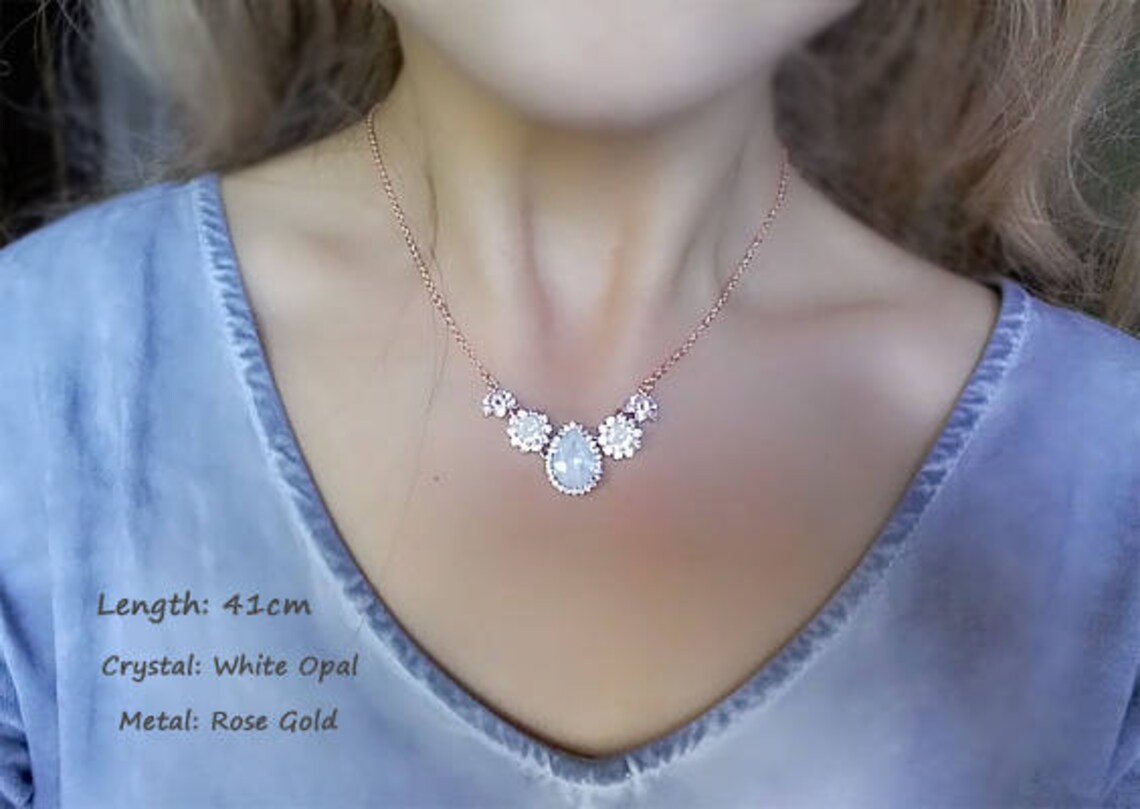 Rose Gold Back Drop Necklace Back Drop Necklace White Opal - Etsy