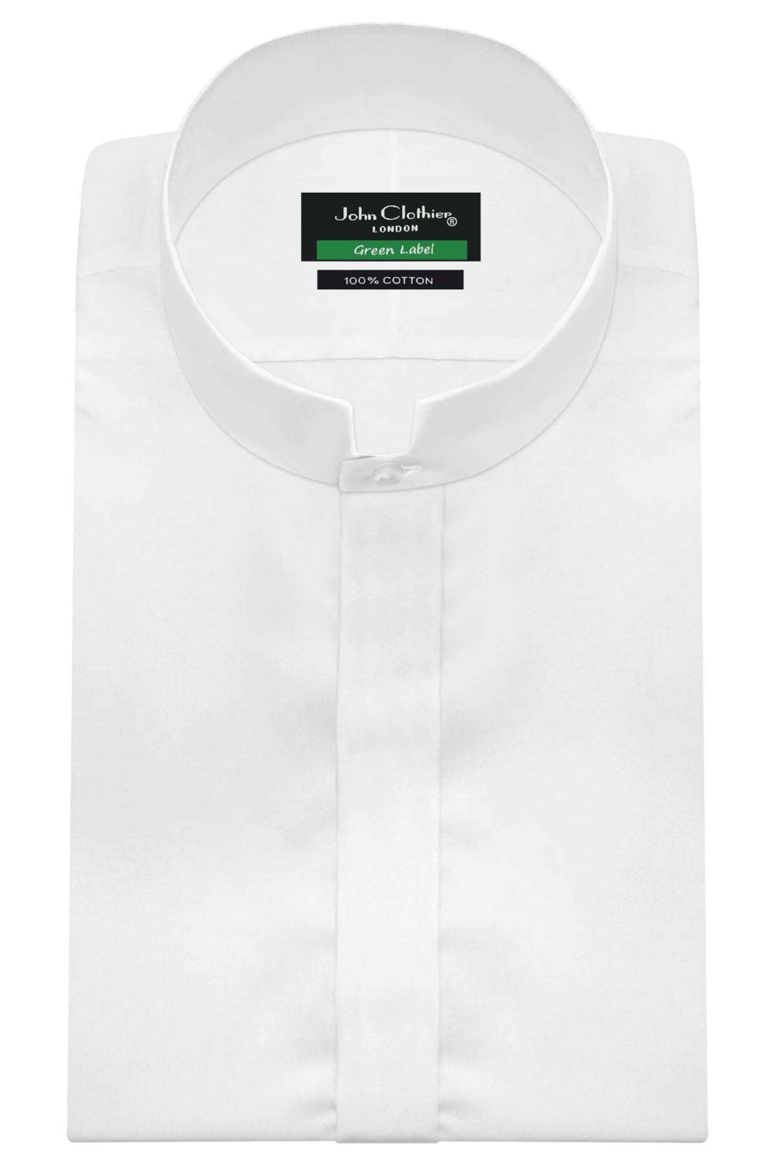 Men's White High Stand Collar Shirt Imperial Clerical Roman Tunnel ...