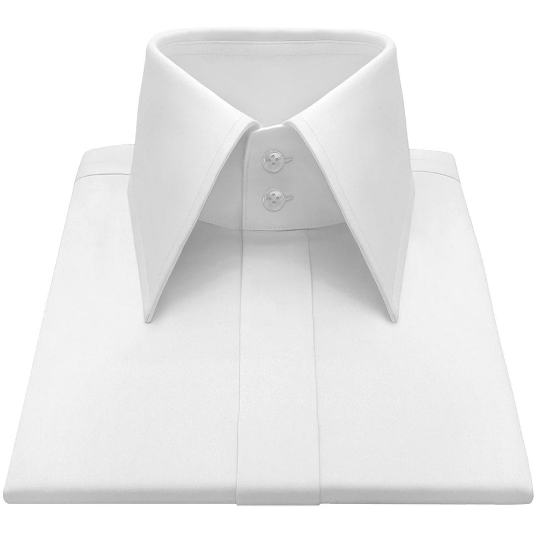 70s Vintage Spear Collar Shirt - Handmade High Pointed Collar, White ...