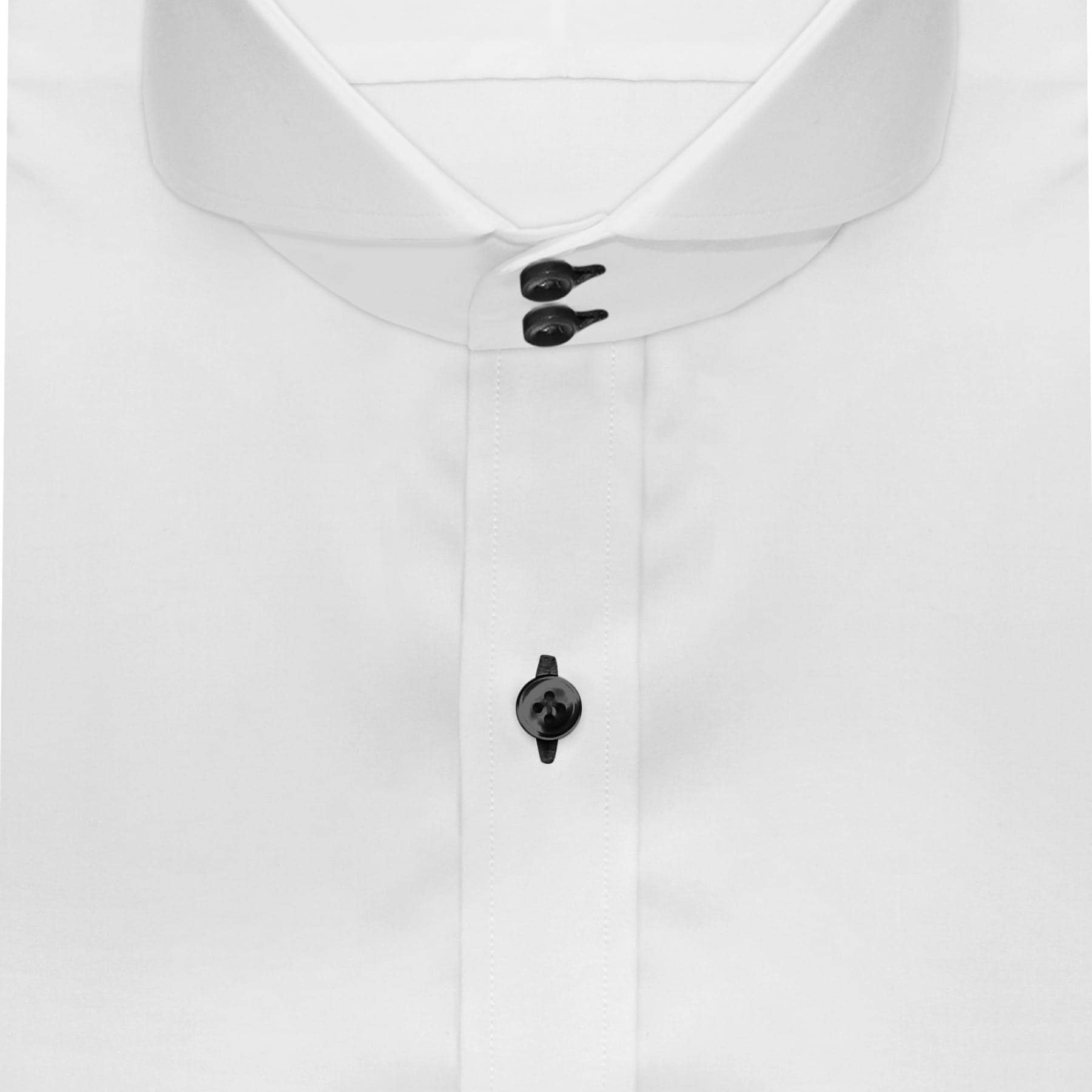 Men’s High Collar Dress Shirt White With Black Buttons Tuxedo Wedding ...