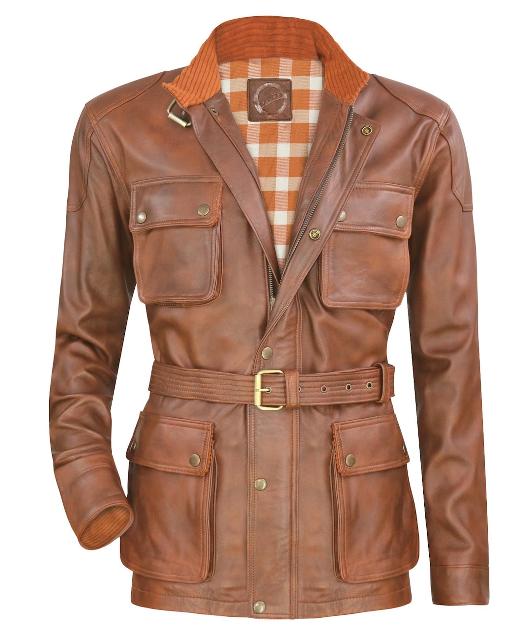 Men's Vintage 70s Leather Jacket: Handmade Brown Sheepskin, Military ...