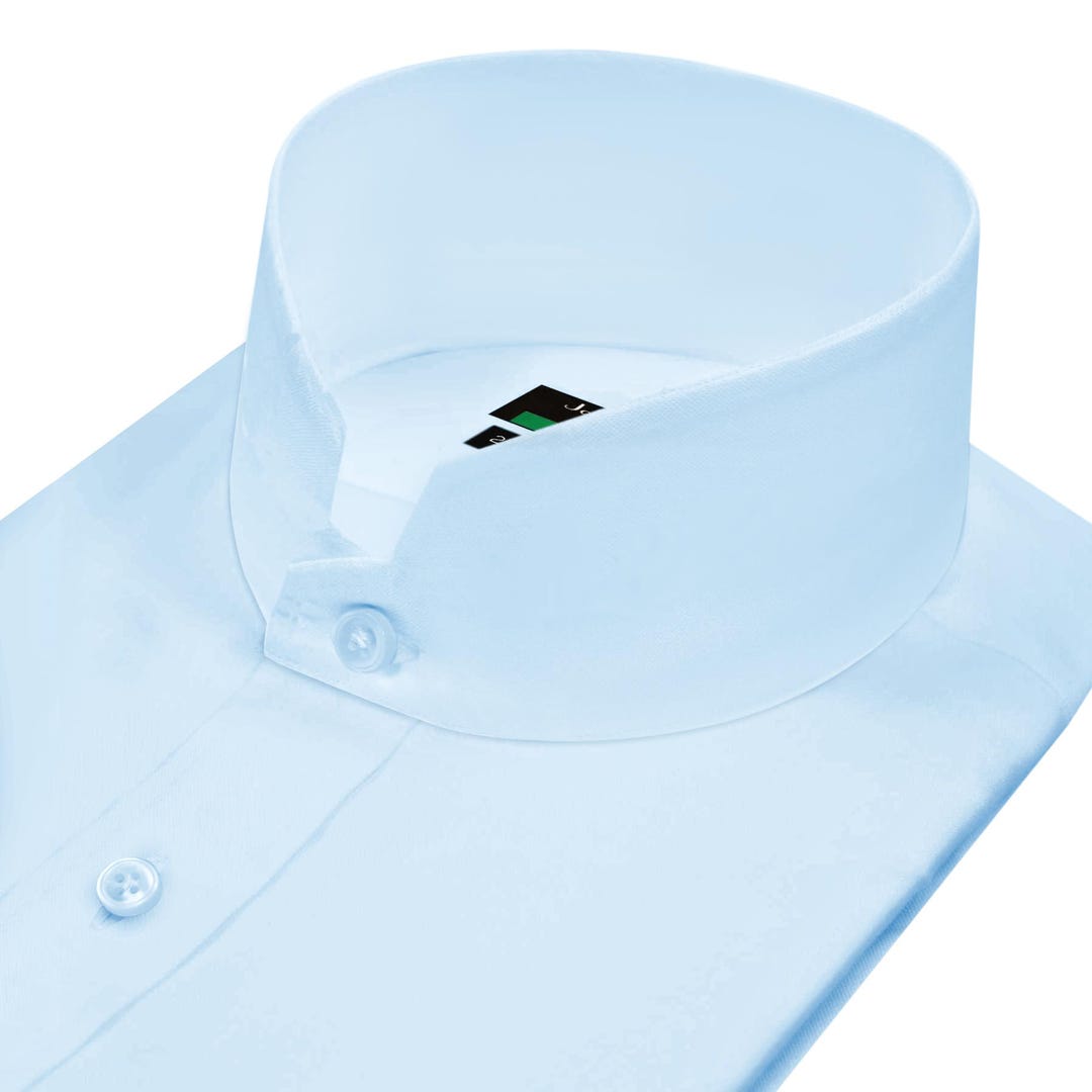 Men's Sky Blue High Stand Collar Dress Shirt: 100% Cotton Gala Wear - Etsy