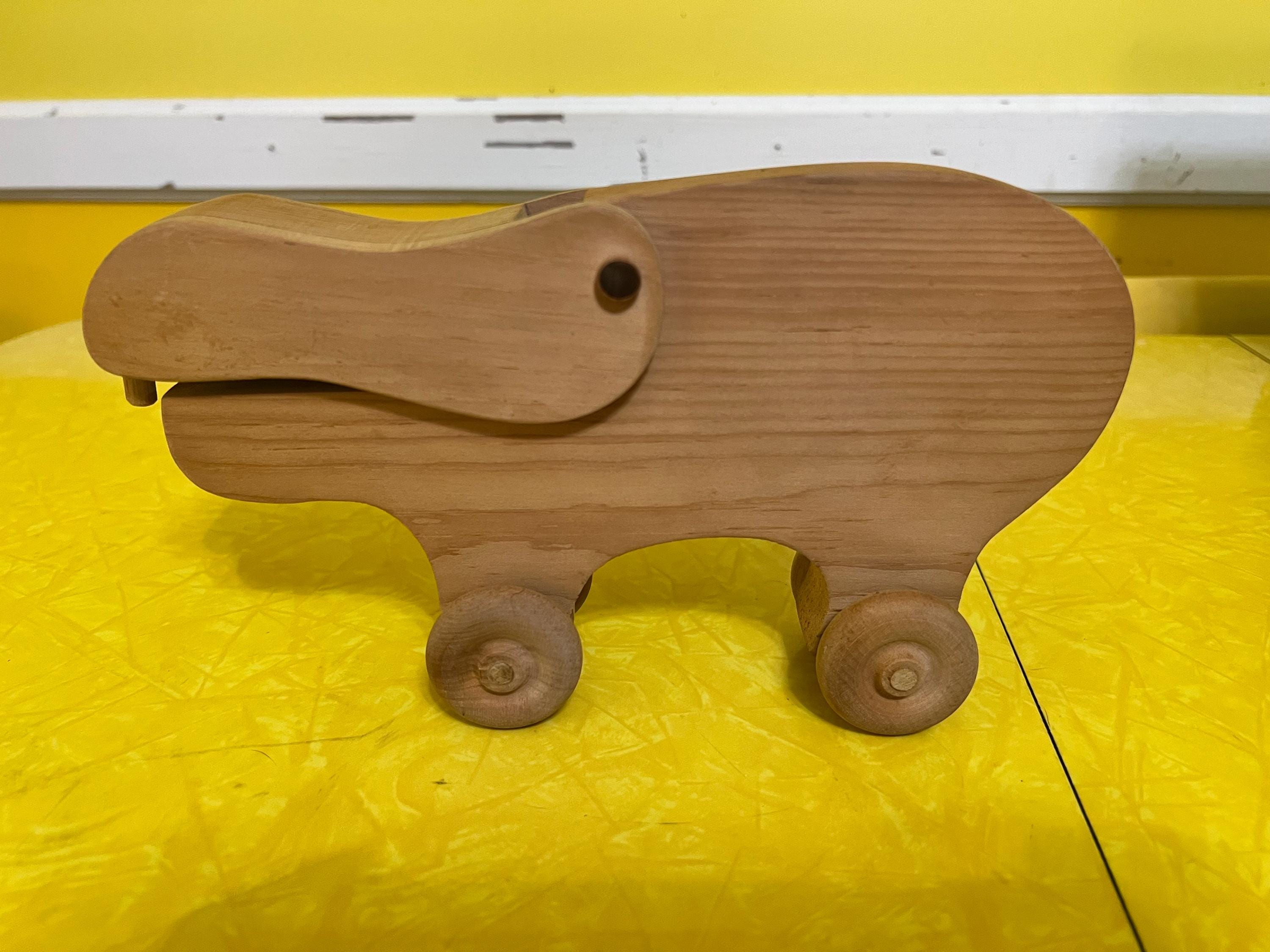 Handmade Hippo on Wheels Hand Made Toy - Etsy