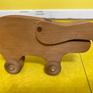 Handmade Hippo on Wheels Hand Made Toy - Etsy