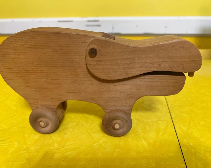 Handmade Hippo on Wheels Hand Made Toy - Etsy