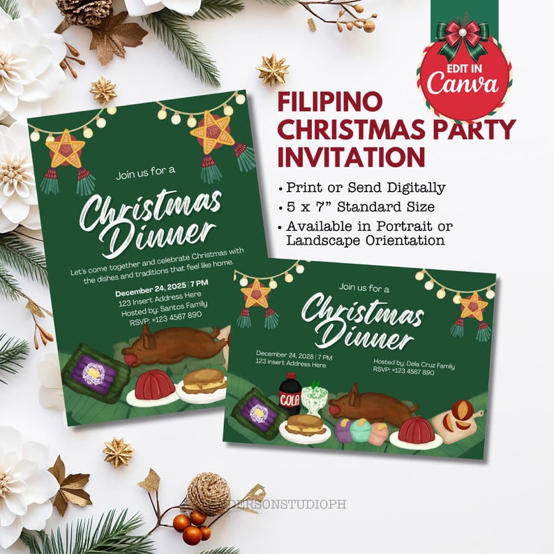 Filipino Christmas Party Invitation | Noche Buena, Paskong Pinoy ...