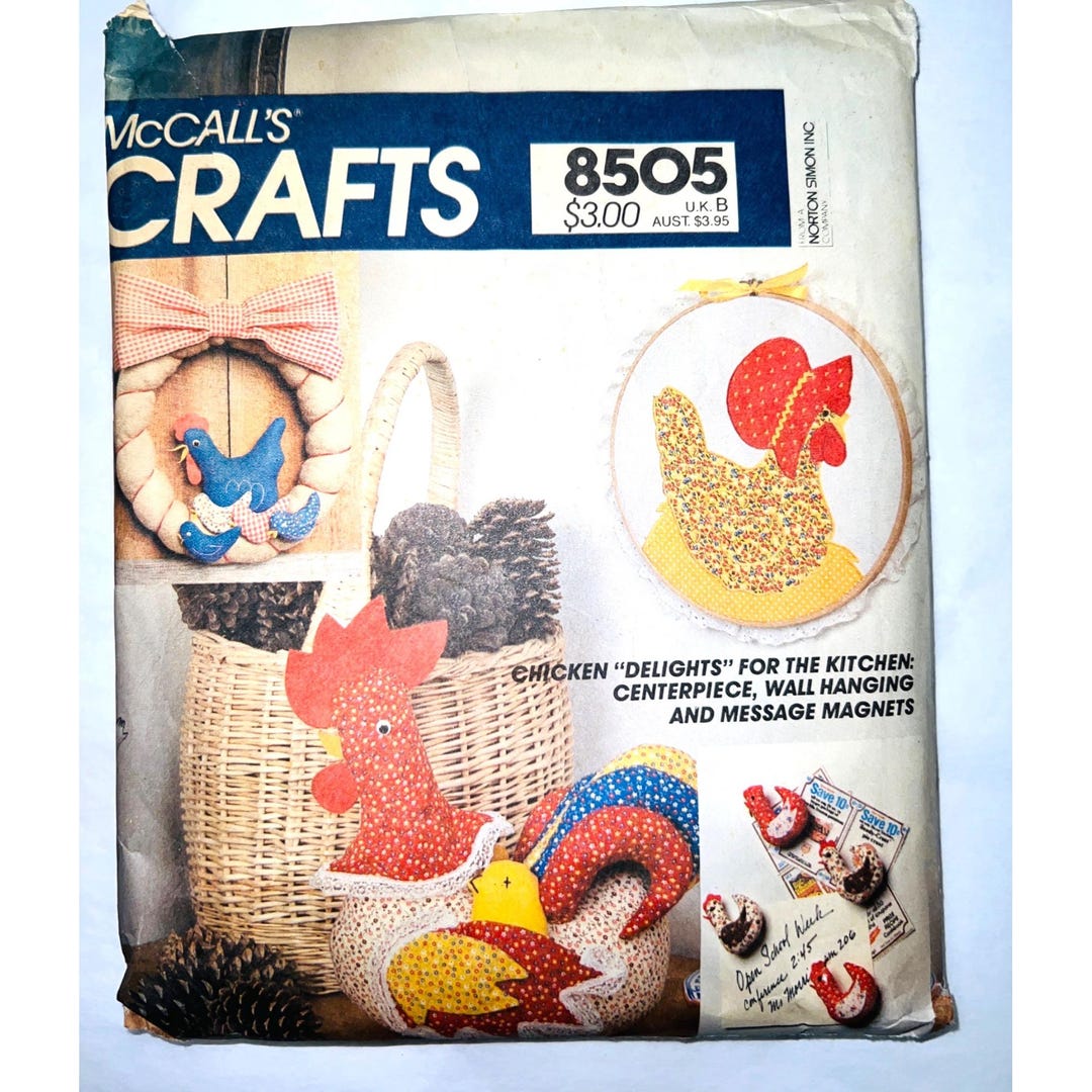 Vintage 1980 Mccalls Crafts Patterns Chicken Kitchen Decor Instructions ...