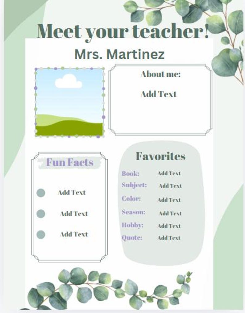 Meet the Teacher, Back to School, Teacher, Printable, All About Me, Get ...