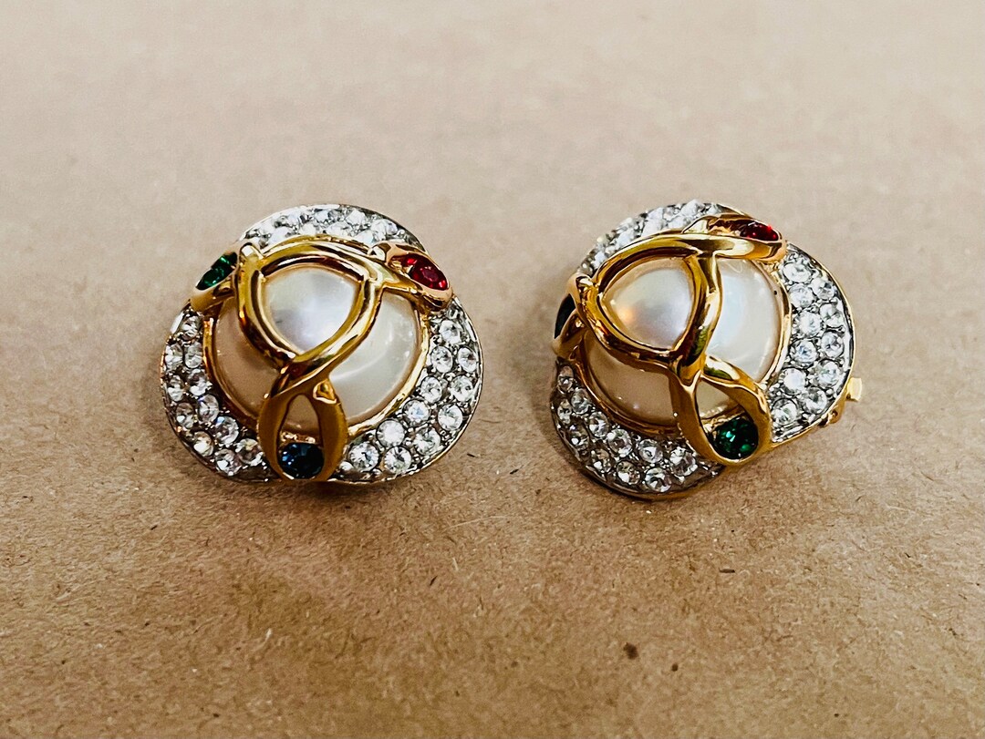 Butler Fifth Avenue Collection Rhinestone Studded, Gold and Pearl Clip ...