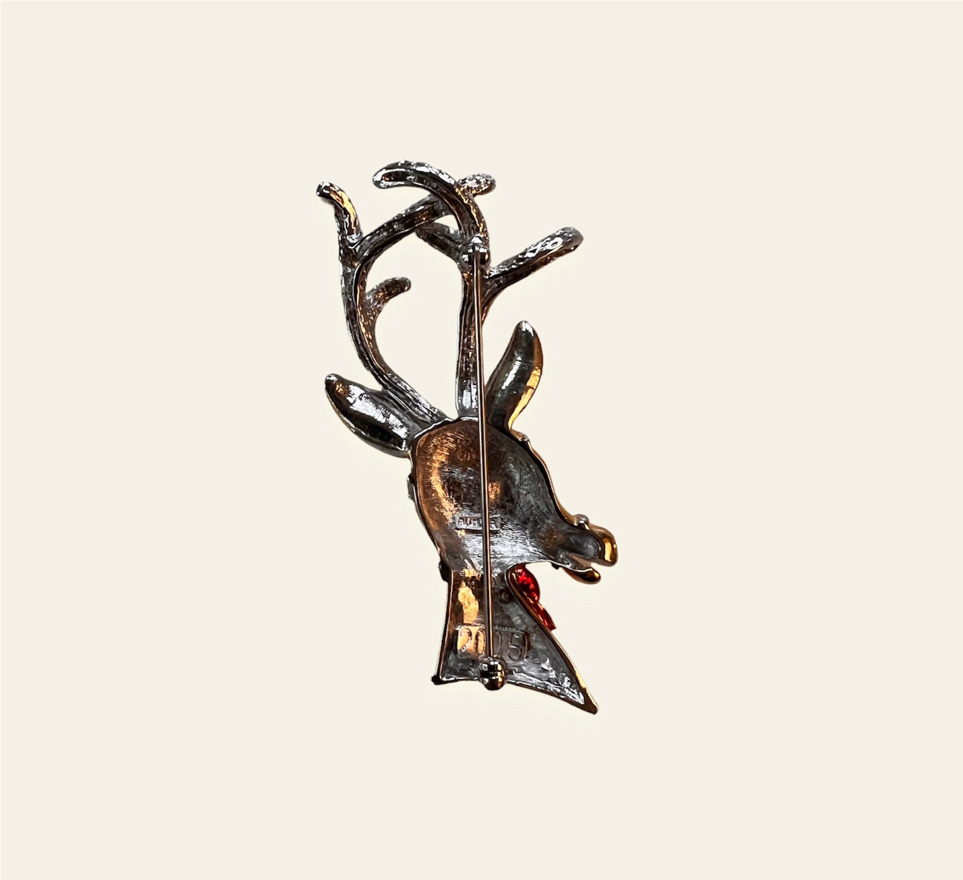 Vintage Butler, Reindeer Brooch, Dasher, Rhinestone, Enamel, Gold Tone ...
