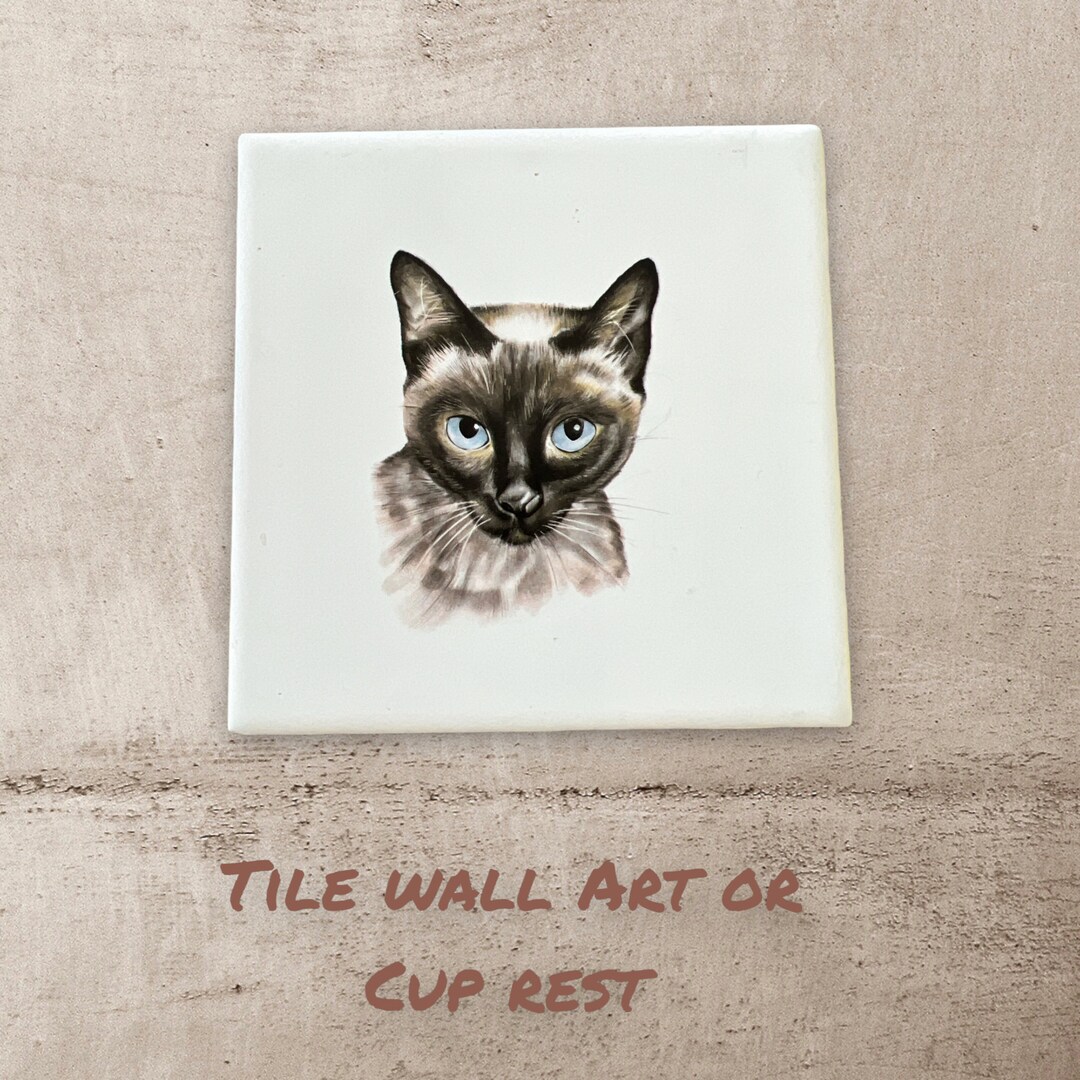 Square Siamese Cat Tile, Wall Mount or Place May. - Etsy