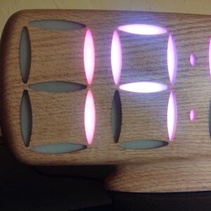 Elegant and Colorful. Large Solid Wood Digital Clock Made From Red Oak ...