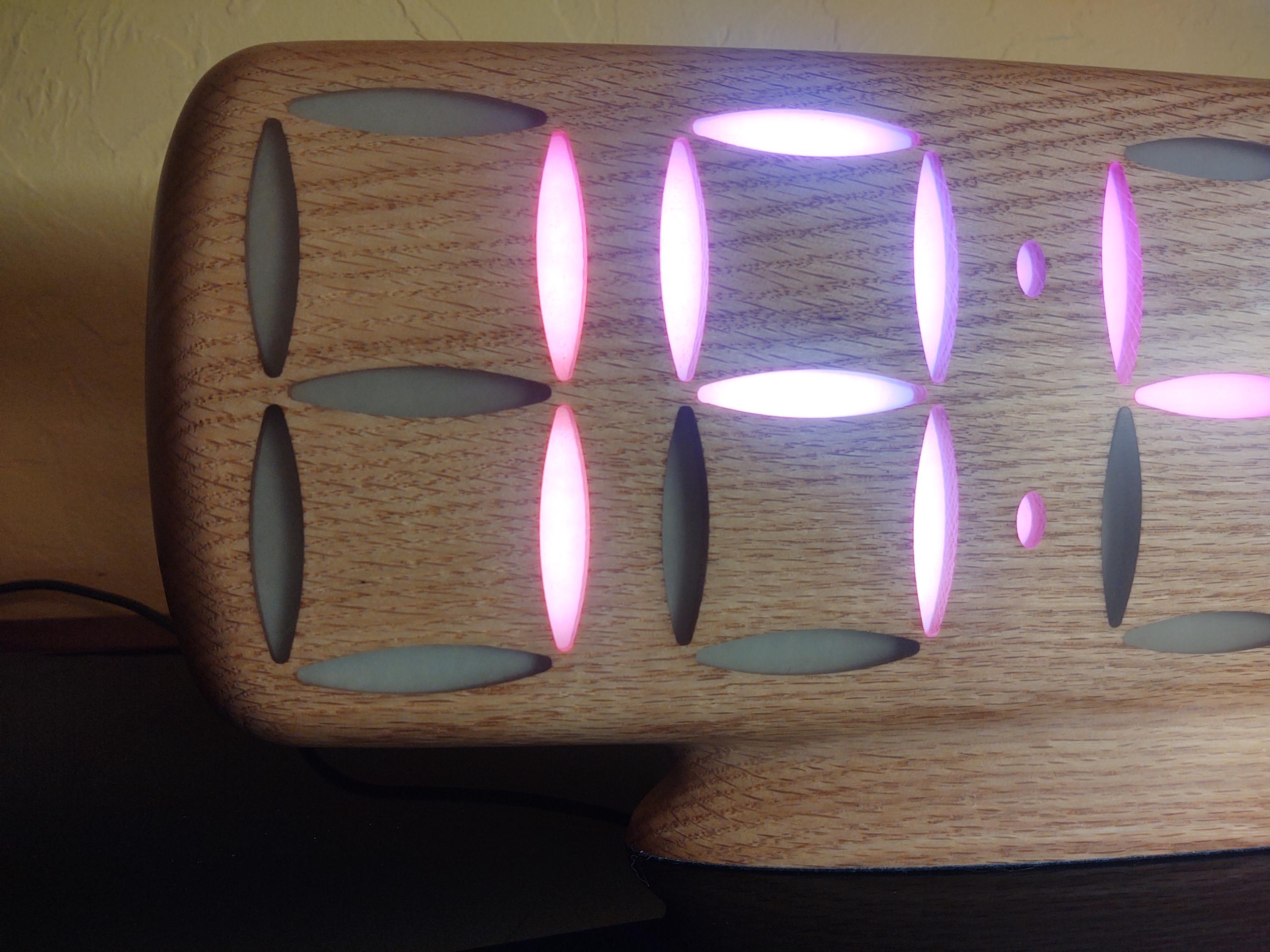 Elegant and Colorful. Large Solid Wood Digital Clock Made From Red Oak ...