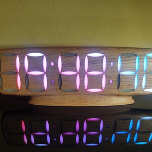Elegant and Colorful. Large Solid Wood Digital Clock Made From Red Oak ...