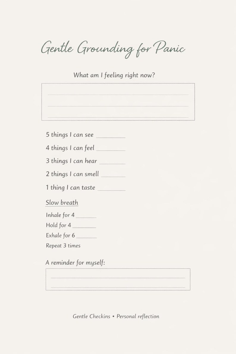 Panic Grounding Printable - Anxiety Relief Worksheet - Mental Health ...