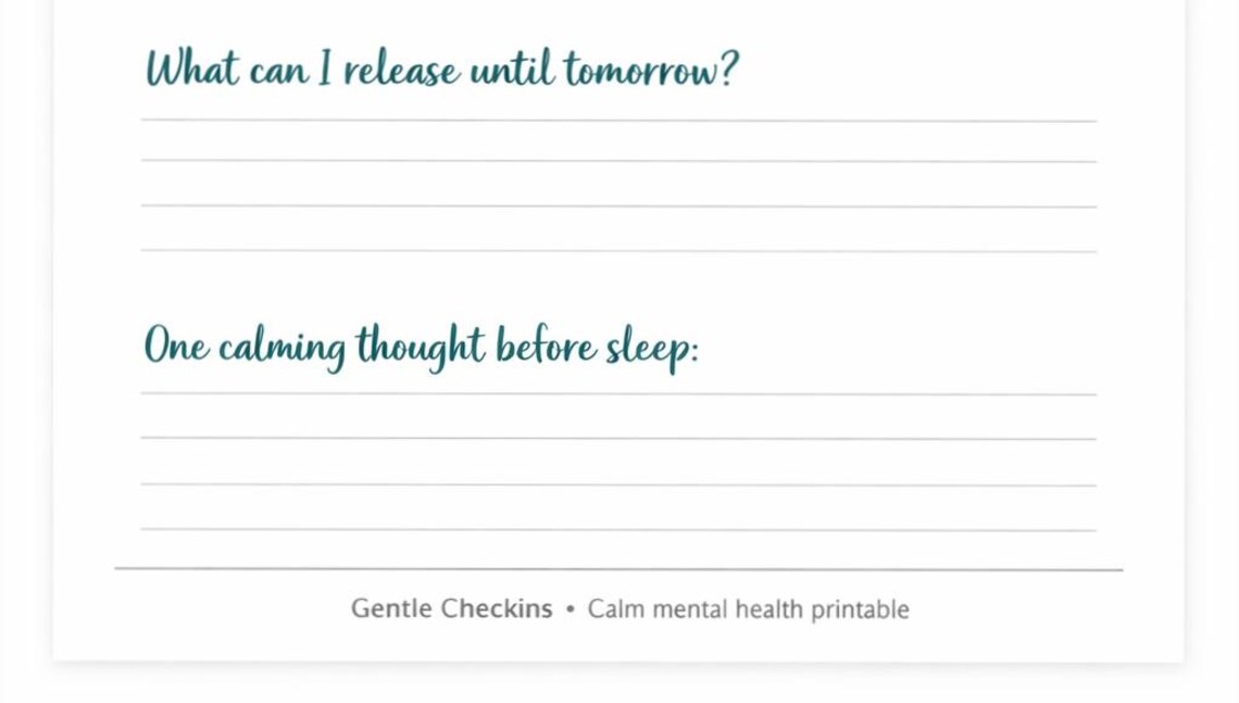 Evening Anxiety Reset Printable – Nighttime Calm Worksheet – Mental ...