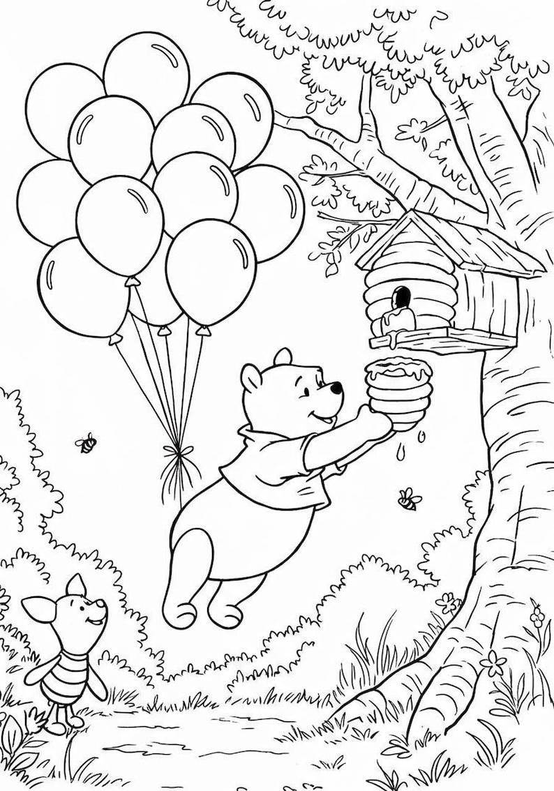 60 Winnie the Pooh Coloring Pages | Kids Printable Activity (PDF) - Etsy