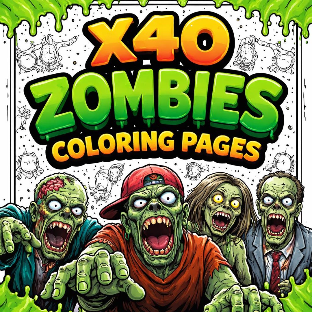 Zombies Coloring Pages | Fun Art Activity | Kindergarten–12th Grade - Etsy