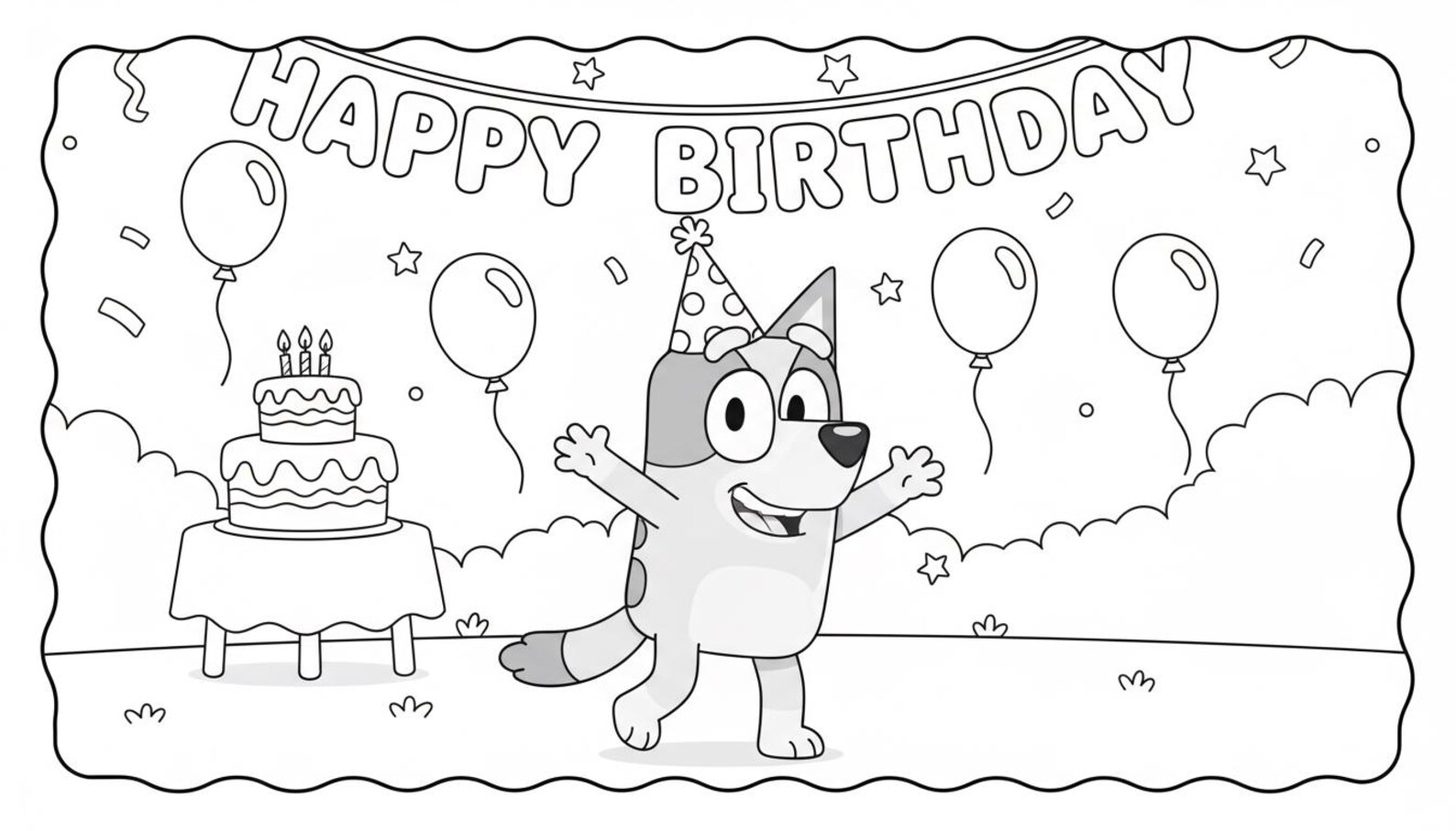 Bluey Inspired Birthday Placemat Coloring Pages | Fun Art Activity ...