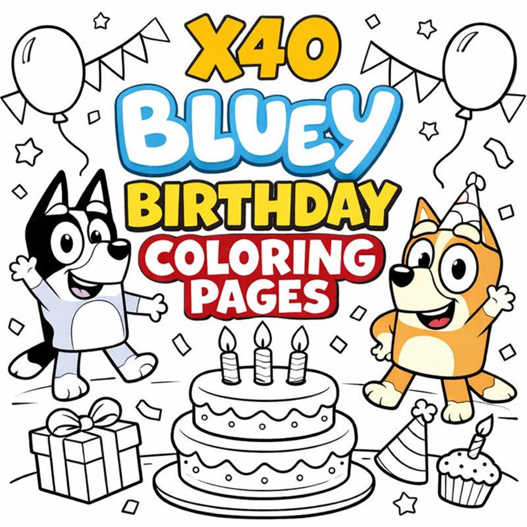 Bluey Inspired Birthday Placemat Coloring Pages | Fun Art Activity ...