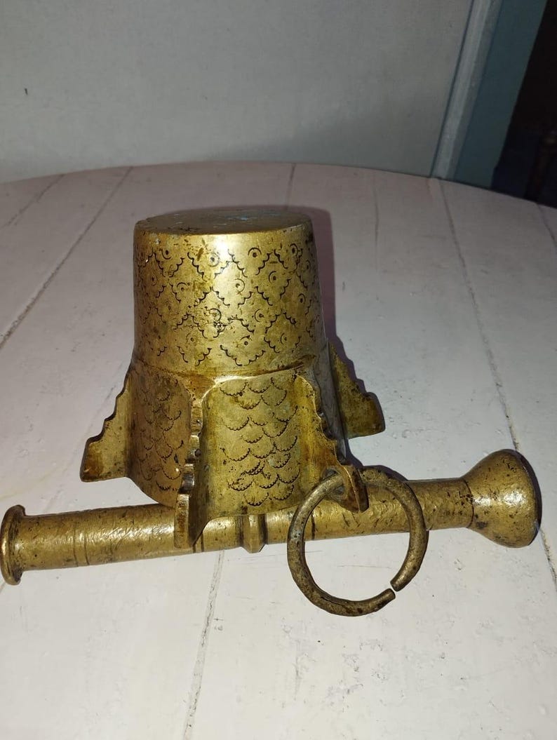 Pure and Heavy Brass Mortar Made by Jewish Artisans in Morocco, Rare ...
