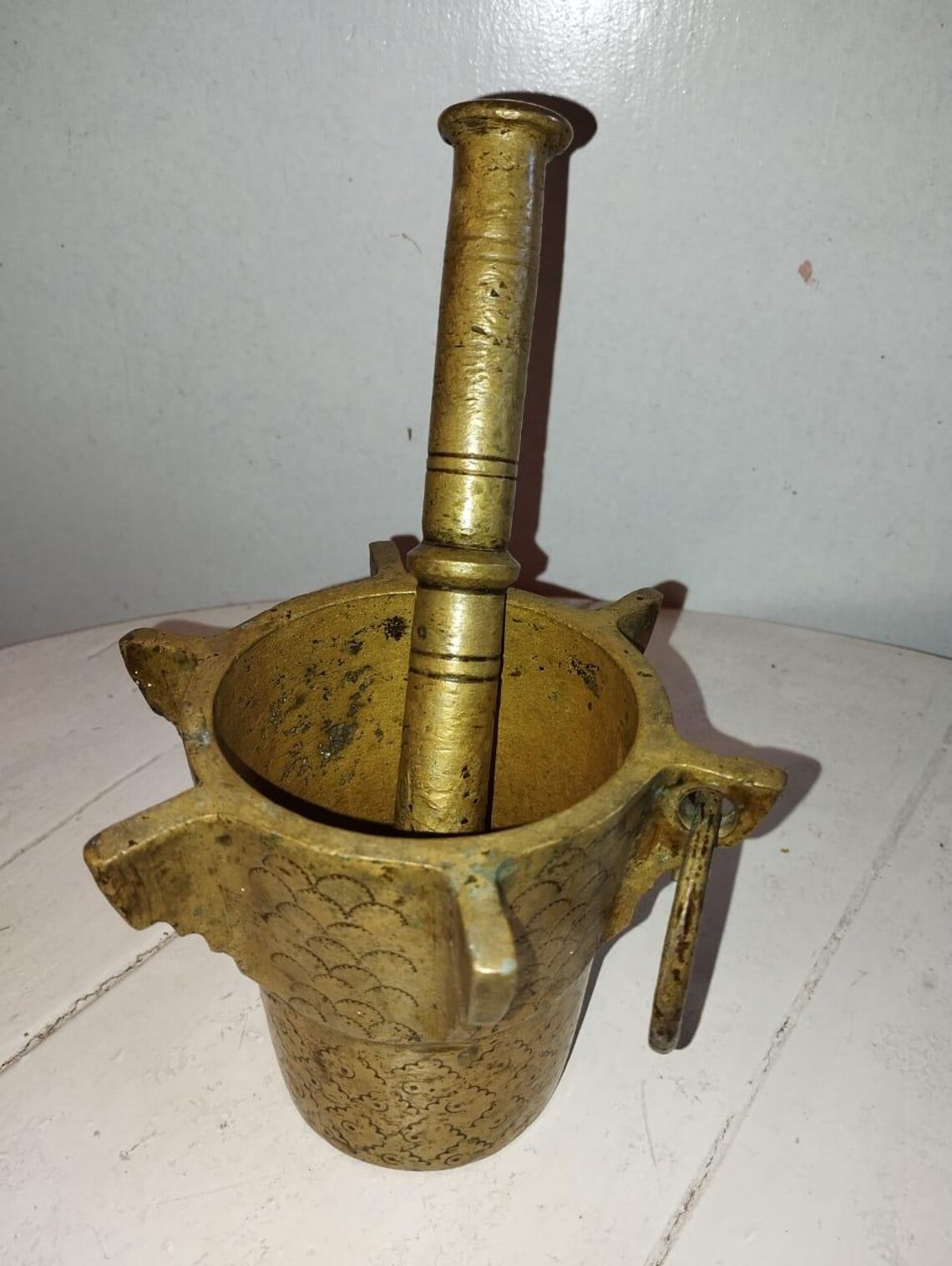 Vintage Moroccan Brass Mortar and Pestle: Jewish Artisan Craft - Etsy