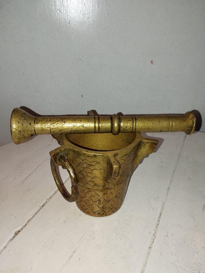 Vintage Moroccan Brass Mortar and Pestle: Jewish Artisan Craft - Etsy
